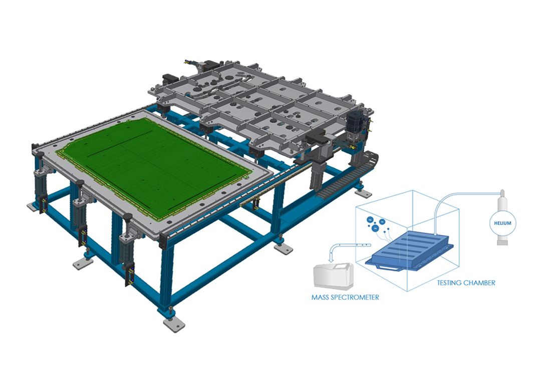 Leak Testing Of Battery Tray With Helium In Accumulation Chamber | Marposs